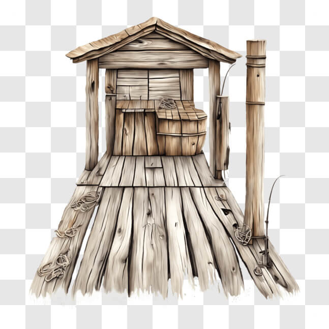 Download Wooden Shack by the Dock with Fishing Rods and Buckets PNGs ...