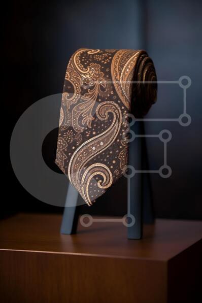 Elegant Brown Paisley Necktie Display stock photo | Creative Fabrica