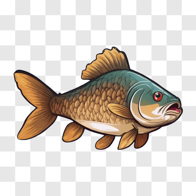 Download Illustration of a Carp Fish with Open Mouth and Wide Eyes ...