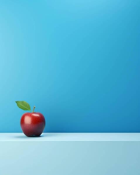 Download Fresh Apple on Blue Background Backgrounds Online - Creative ...