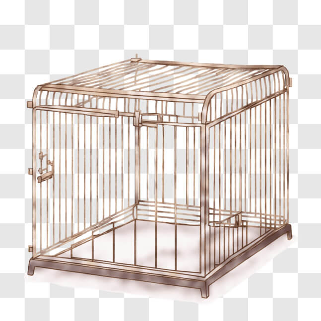 Download Gold-Colored Dog Cage for Pet Safety and Security PNGs Online ...