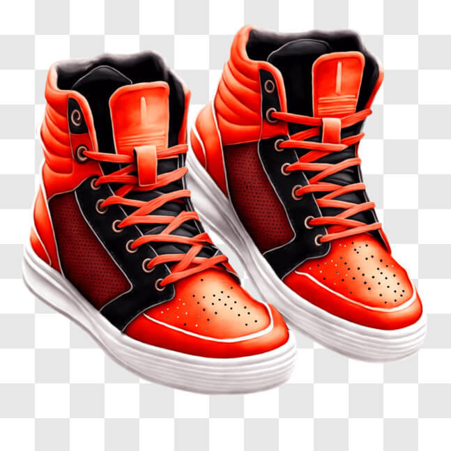 Download Pair of Red and Black High-Top Sneakers PNGs Online - Creative ...