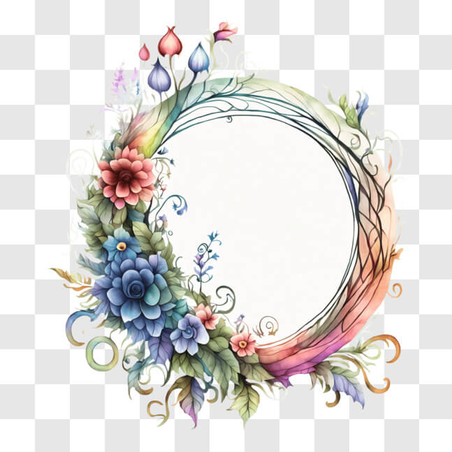 Descarga Marco Redondo Floral Colorido para Decoración PNGs En Línea ...