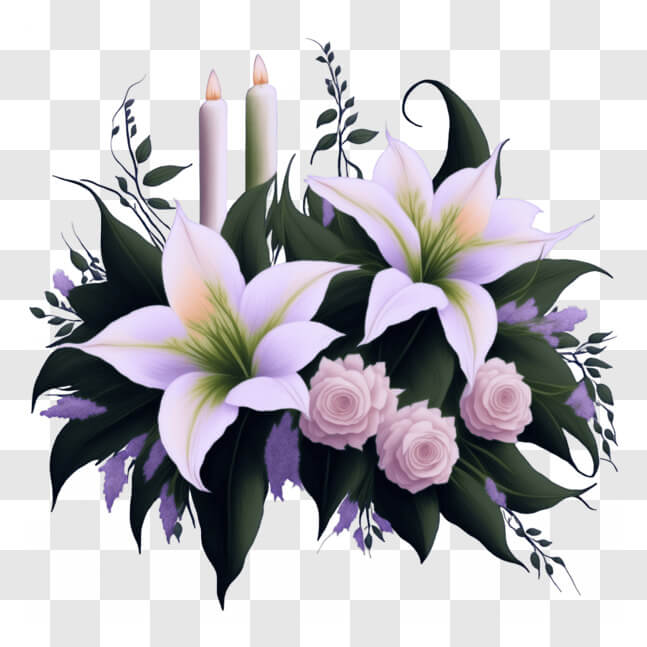 Download Funeral or Memorial Bouquet with Lilies and Roses PNGs Online ...