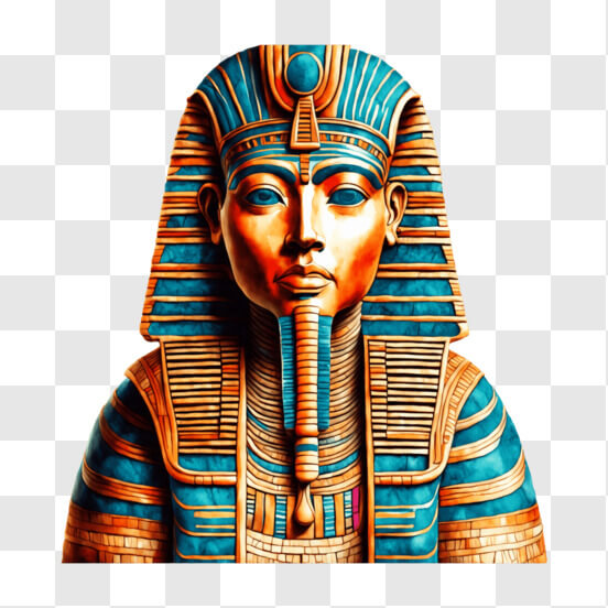 Download Egyptian Pharaoh's Head with Brightly Colored Stripes on Black ...