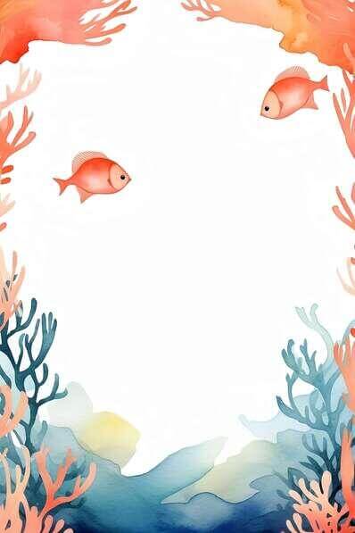 Download Underwater Watercolor Background with Corals and Fish ...