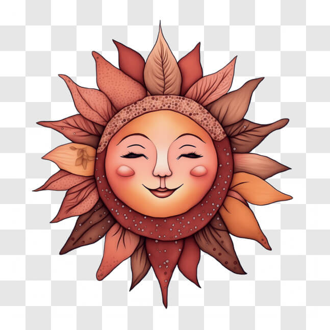 Download Happy Sun Face with Leaves PNGs Online - Creative Fabrica