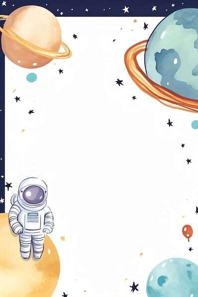 Download Space Themed Frame with Astronaut and Planets Backgrounds ...