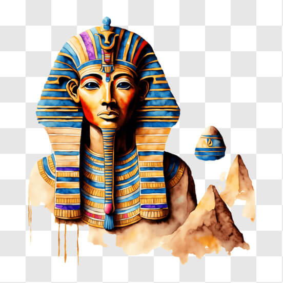 Download Egyptian Pharaoh's Head with Brightly Colored Stripes on Black ...