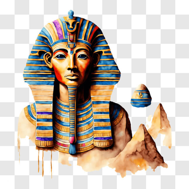Download Colorful Egyptian Pharaoh Painting with Pyramids PNGs Online ...