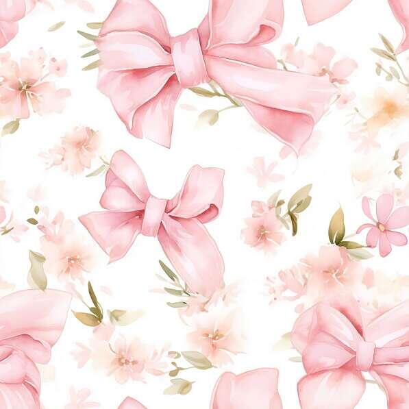 Download Seamless Pink Bow and Flower Pattern on White Background ...