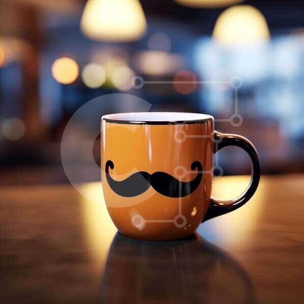Unique Mustache Coffee Mug at Restaurant or Bar stock photo | Creative ...
