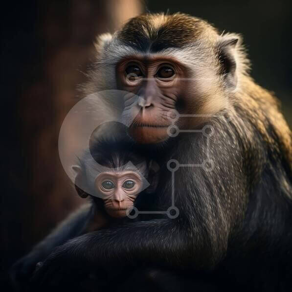 Heartwarming Image of Two Monkeys Embracing stock photo | Creative Fabrica