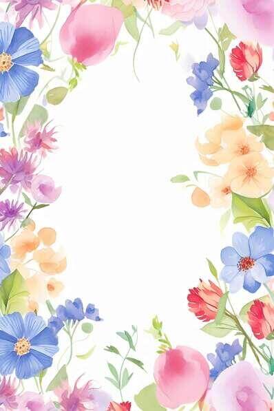 Download Watercolor Floral Frame Background with Blue, Pink, and Yellow ...
