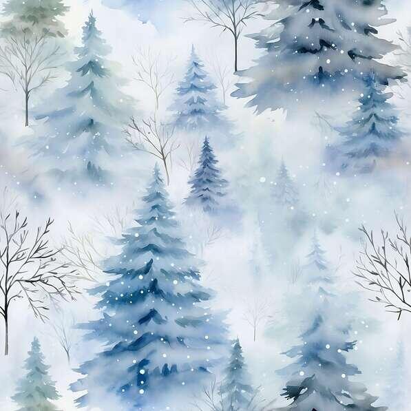 Download Seamless Blue and White Tree Pattern with Falling Snow ...