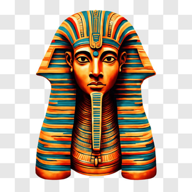 Download Egyptian Pharaoh's Head with Brightly Colored Stripes on Black ...