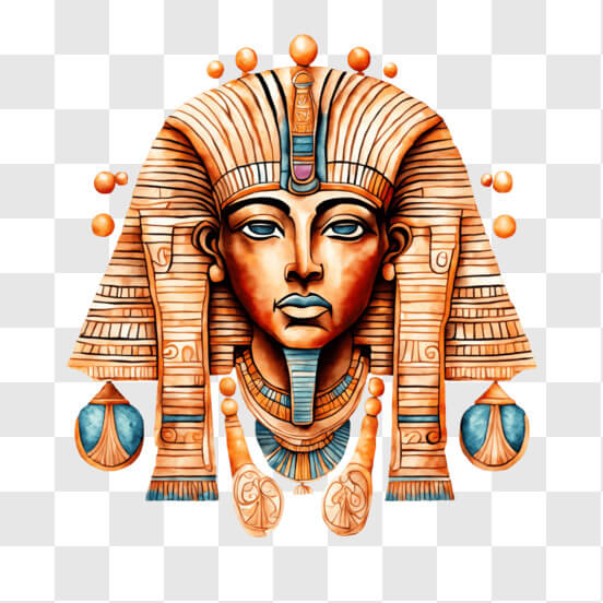 Download Egyptian Pharaoh's Head with Brightly Colored Stripes on Black ...