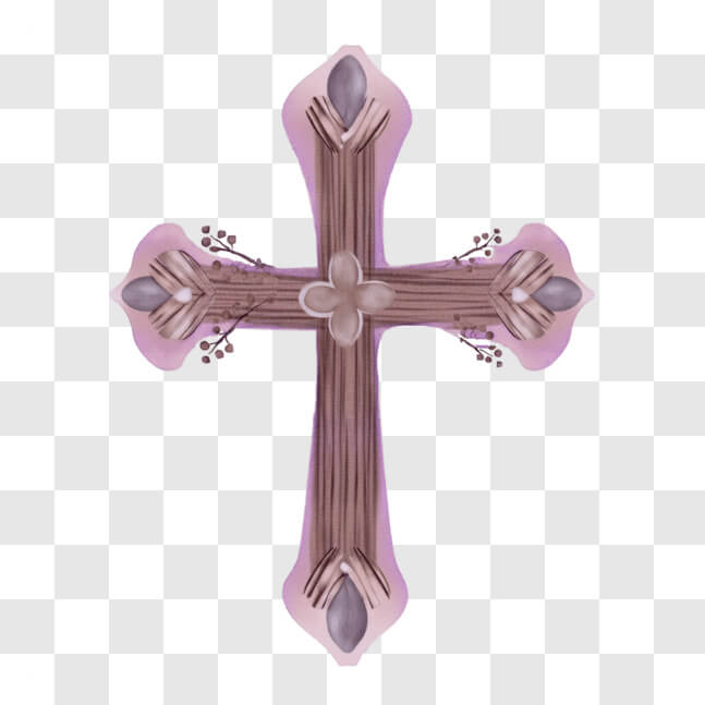 Download Pink Cross with Floral Decorations - Religious Symbol PNGs ...
