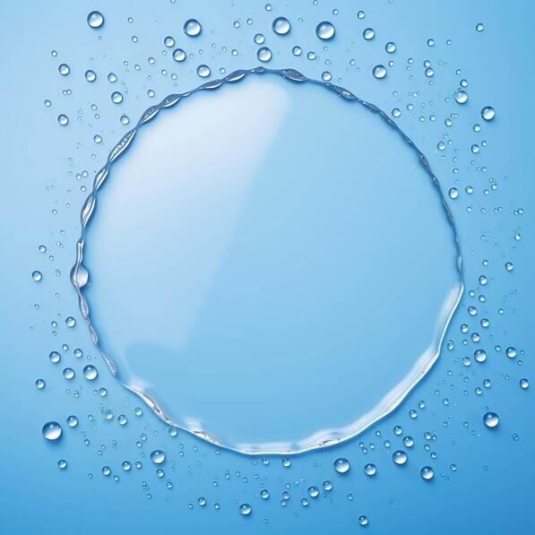 Download Circular Water Droplet with Bubbles on Blue Background ...