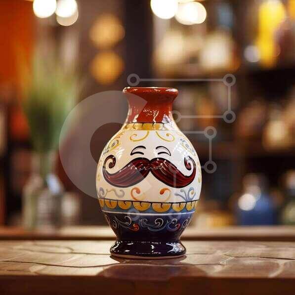 Eye-Catching Ceramic Vase with Mustache Design stock photo | Creative ...