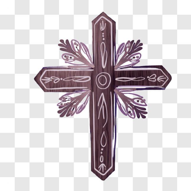 Download Decorative Wooden Cross with Floral Patterns PNGs Online ...