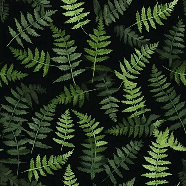 Download Green Fern Leaves Seamless Pattern on Black Background ...
