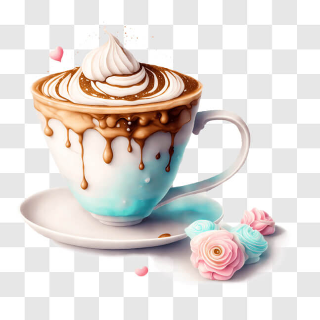 Download Valentine's Day Coffee with Whipped Cream and Roses PNGs ...