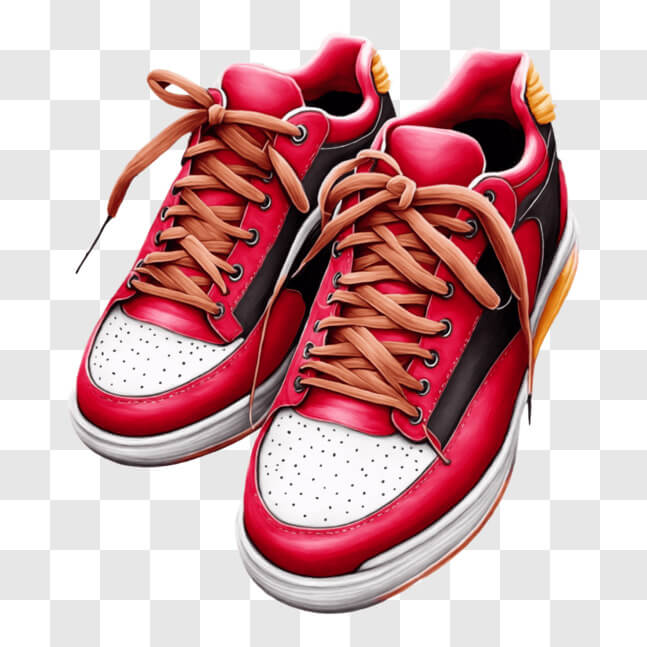 Download Pair of Red Sneakers with Brown Laces PNGs Online - Creative ...