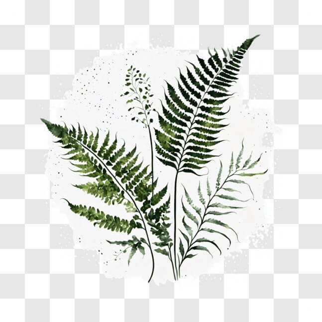 Download Fern Leaves in a Circle with White Paint Splashes Background ...