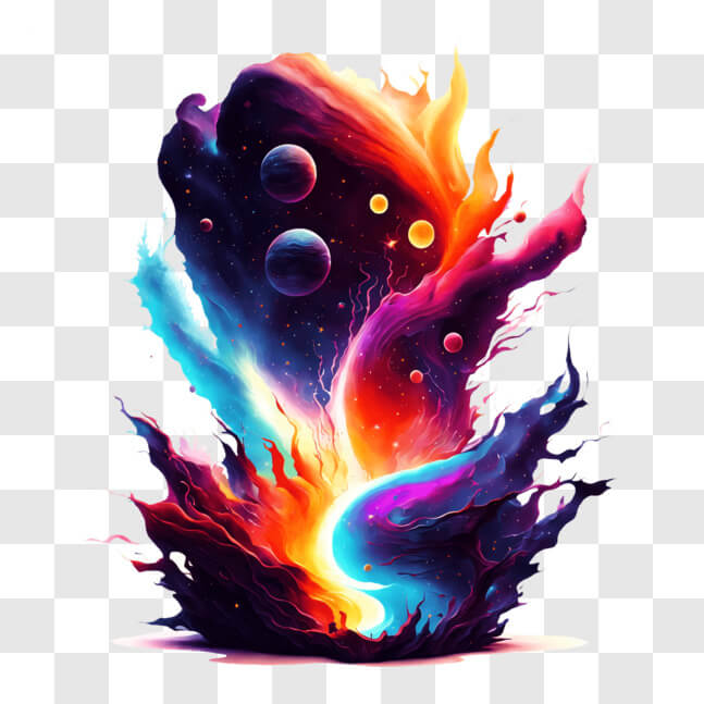 Download Colorful Fireball and Planets Abstract Wallpaper PNGs Online ...