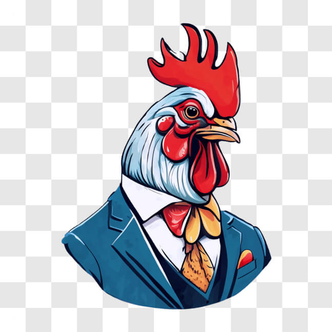 Download Stylish Rooster in Suit and Tie Cartoons Online - Creative Fabrica