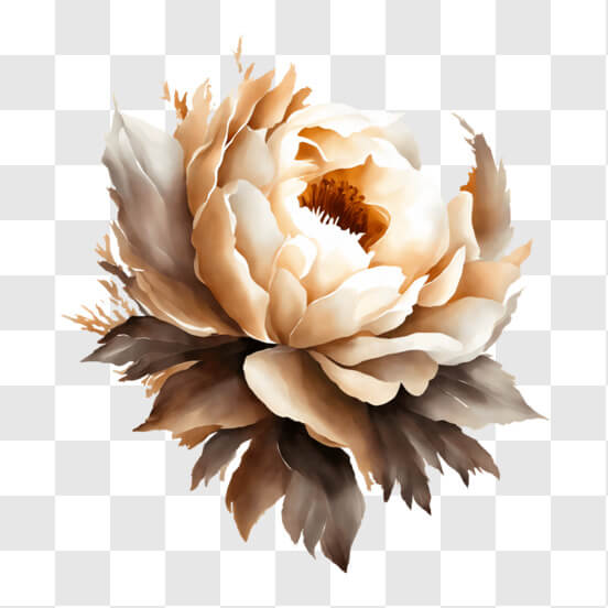 Download White Flower with Yellow Petals and Brown Leaves in Foreground ...