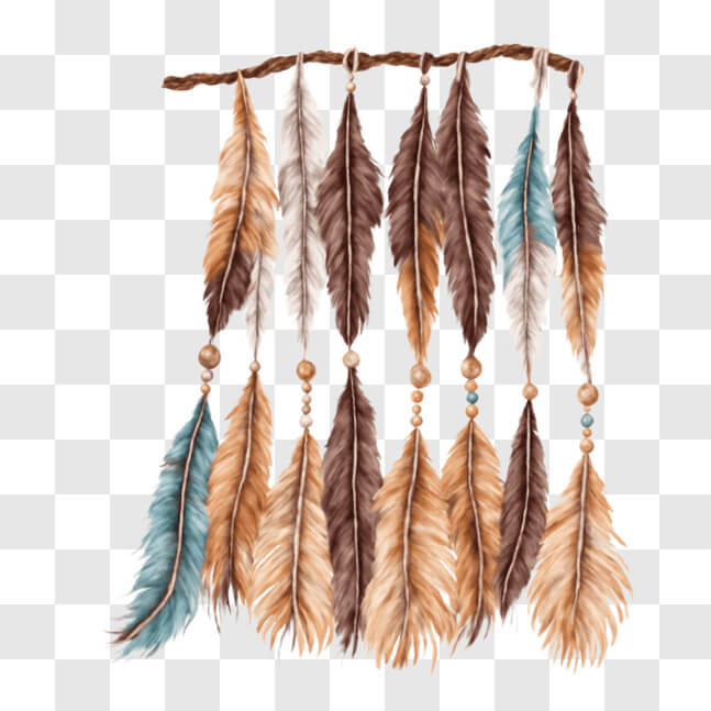 Descarga Plumas Colgando de una Rama de Madera - Pieza de Arte India o ...