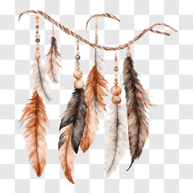 Download Veren en Kralen aan een Tak - Inheems Amerikaans Kunstwerk ...
