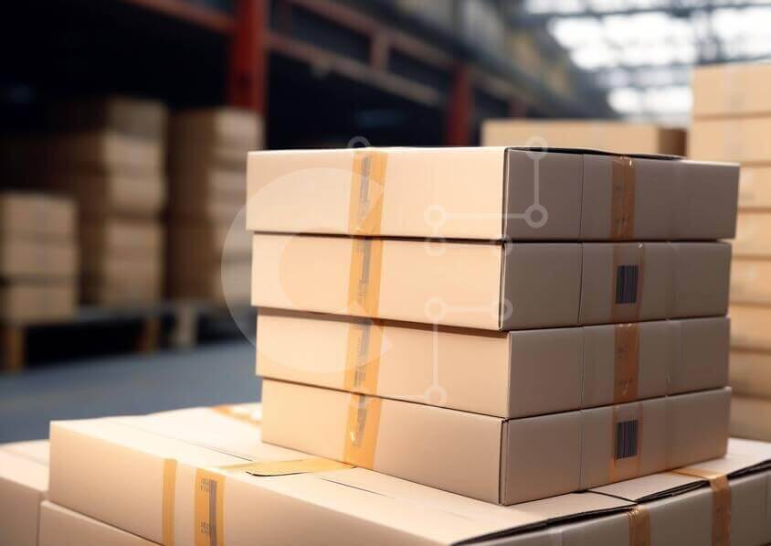Stack of Cardboard Boxes in Warehouse stock photo | Creative Fabrica