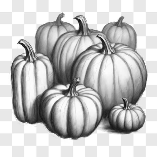 Download Group of Pumpkins Art Drawing Sketches Online - Creative Fabrica