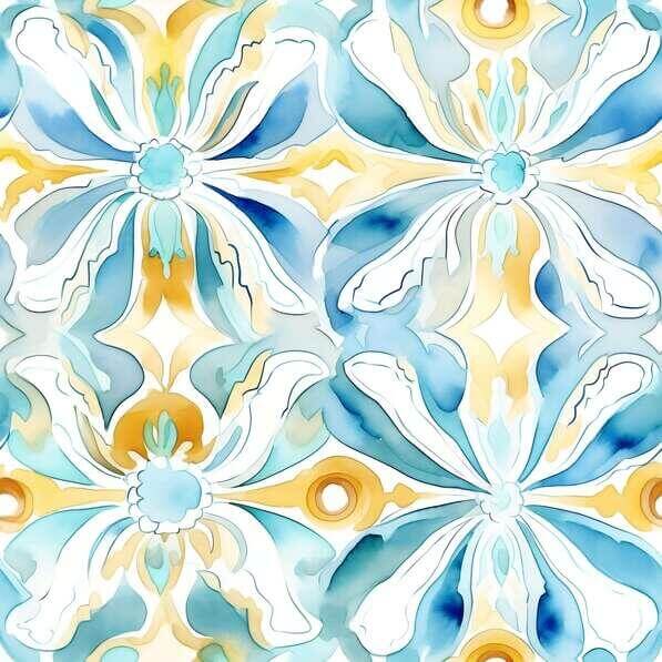 Download Blue, Yellow, and White Floral Pattern Background Patterns ...