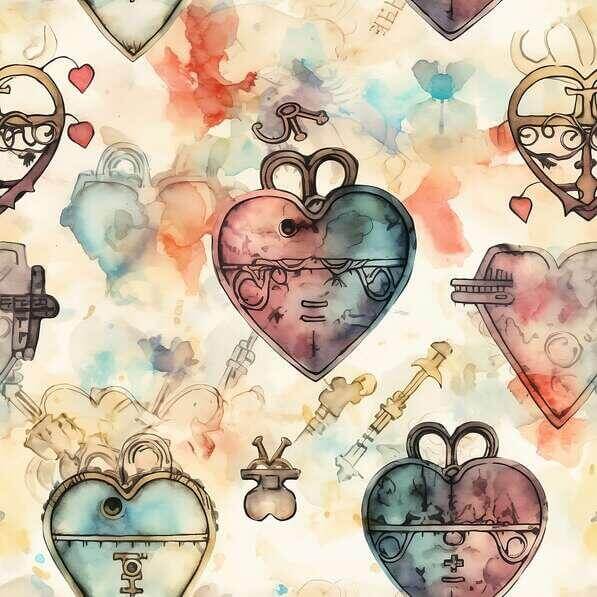 Download Seamless Heart Pattern with Keys and Lockets Patterns Online ...