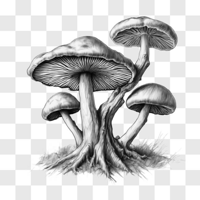 Scarica Disegno in Bianco e Nero di Tre Funghi Schizzi Online ...