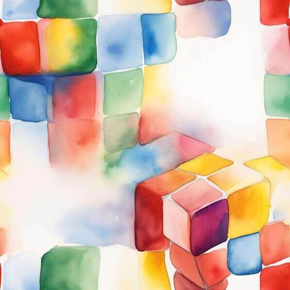 Download Colorful Rubik's Cubes Watercolor Painting Patterns Online ...