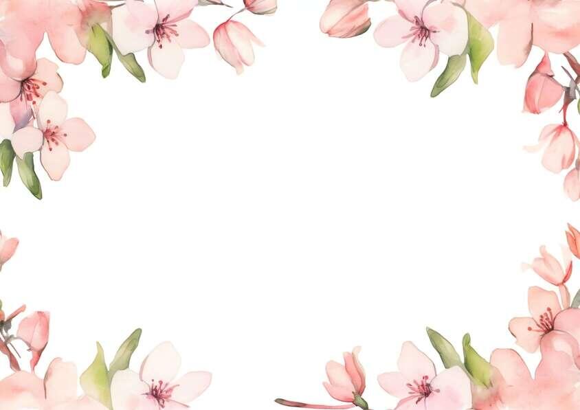 Descarga Marco floral acuarela con flores rosadas y hojas verdes Fondos ...