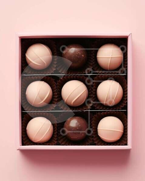 Delicious Assorted Chocolates in Pink Box stock photo | Creative Fabrica