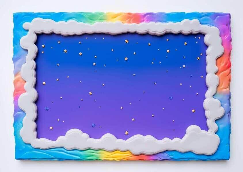 Download Colorful Frame with Clouds, Stars, and Rainbows Backgrounds ...