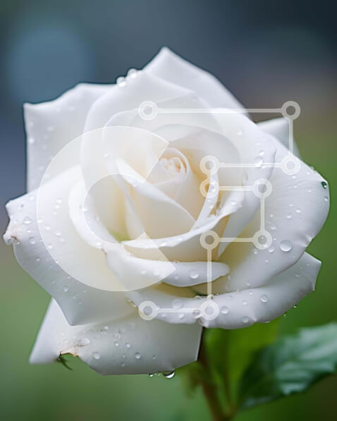 Vibrant White Rose with Glistening Water Droplets stock photo ...