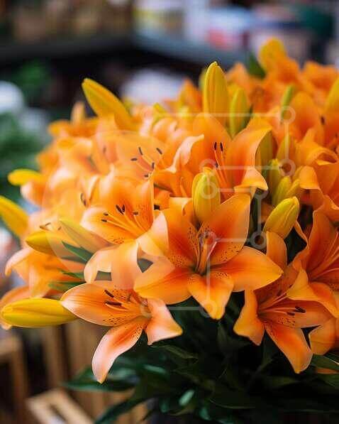 Vibrant Orange Flower Arrangement in Vase stock photo | Creative Fabrica