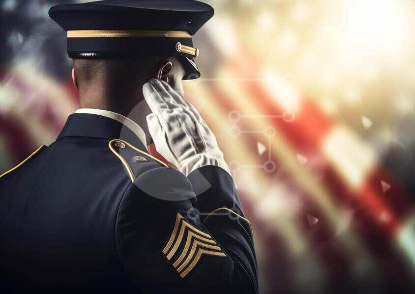 Patriotic Military Salute to US Flag stock photo | Creative Fabrica
