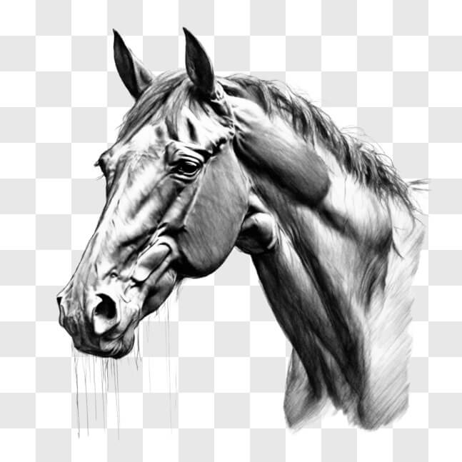 Download Anatomical Drawing of Horse's Head and Neck Sketches Online ...