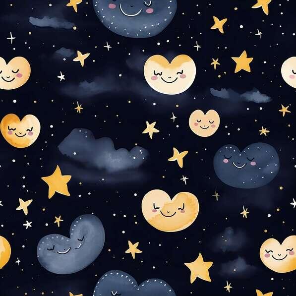Download Playful Night Sky Seamless Pattern with Clouds, Stars, and ...