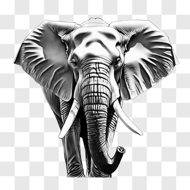 Download Detailed Black-and-White Elephant Drawing Sketches Online ...