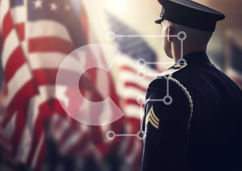 Patriotic Military Representation with American Flags stock photo ...